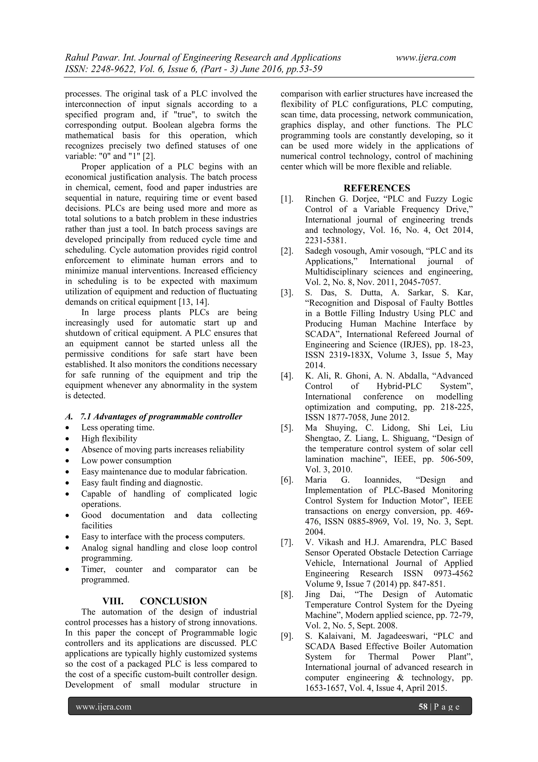 Application of PLC’s for Automation of Processes in Industries | PDF