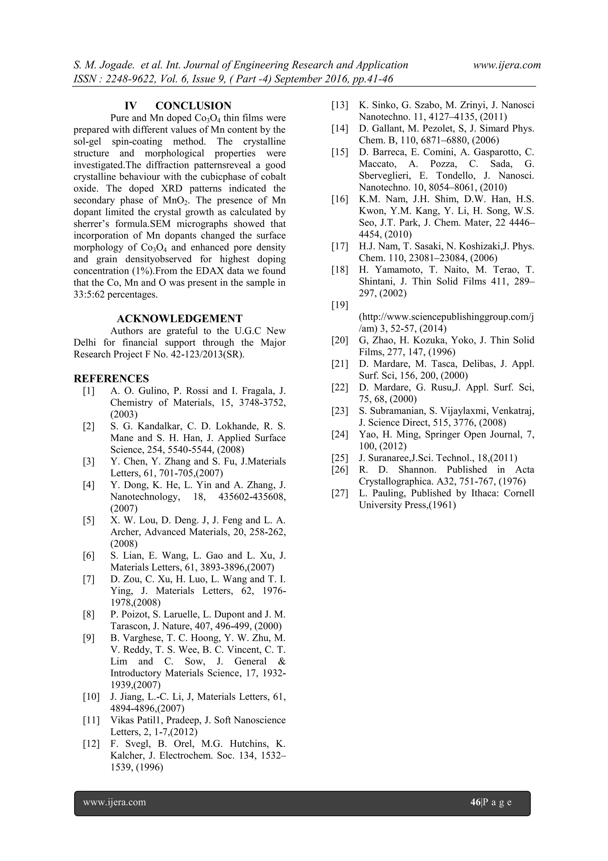 Structural and Morphological Properties of Mn-Doped Co3O4 ThinFilm Deposited by Spin Coat Method ...