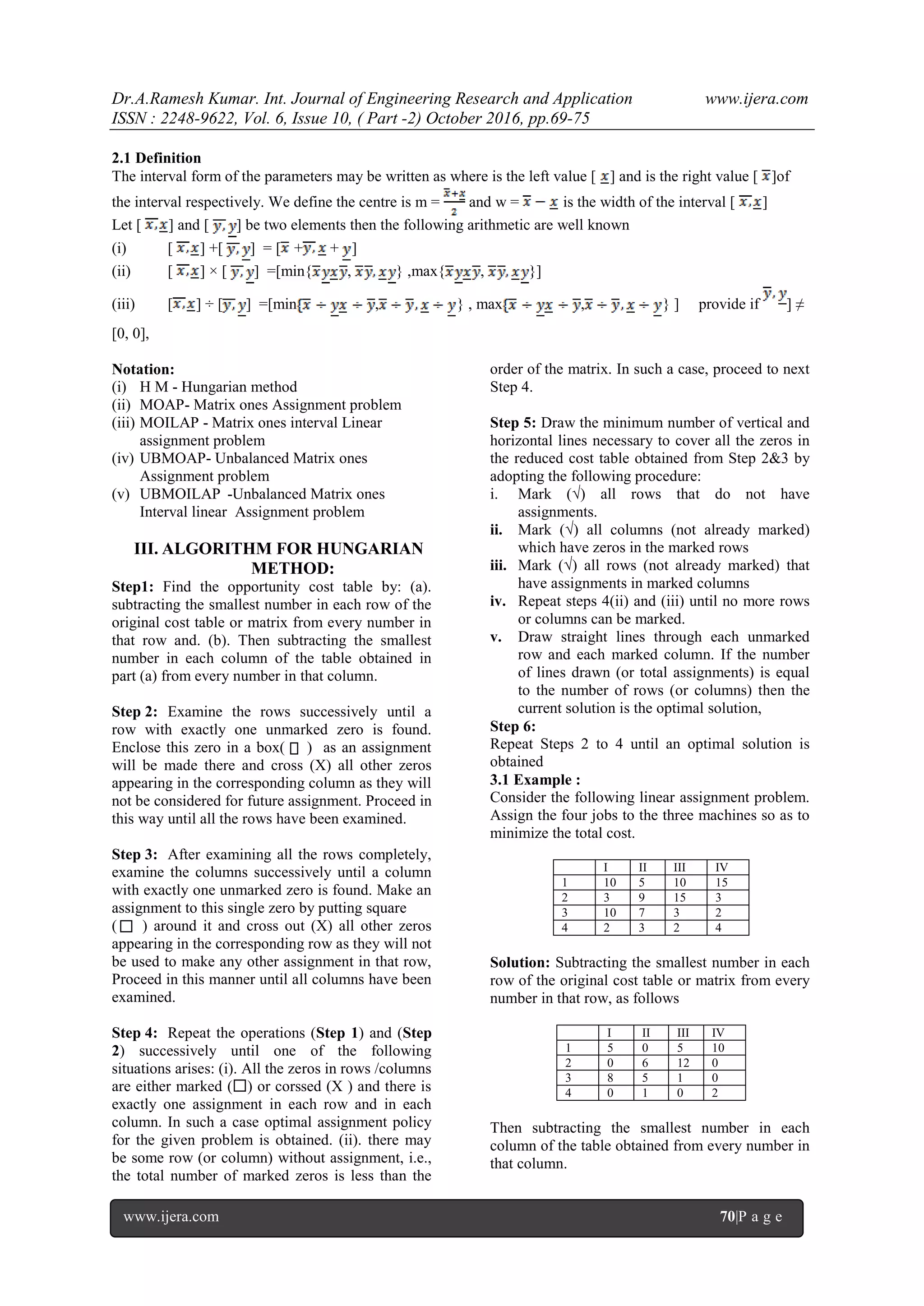 Solving One S Interval Linear Assignment Problem Pdf