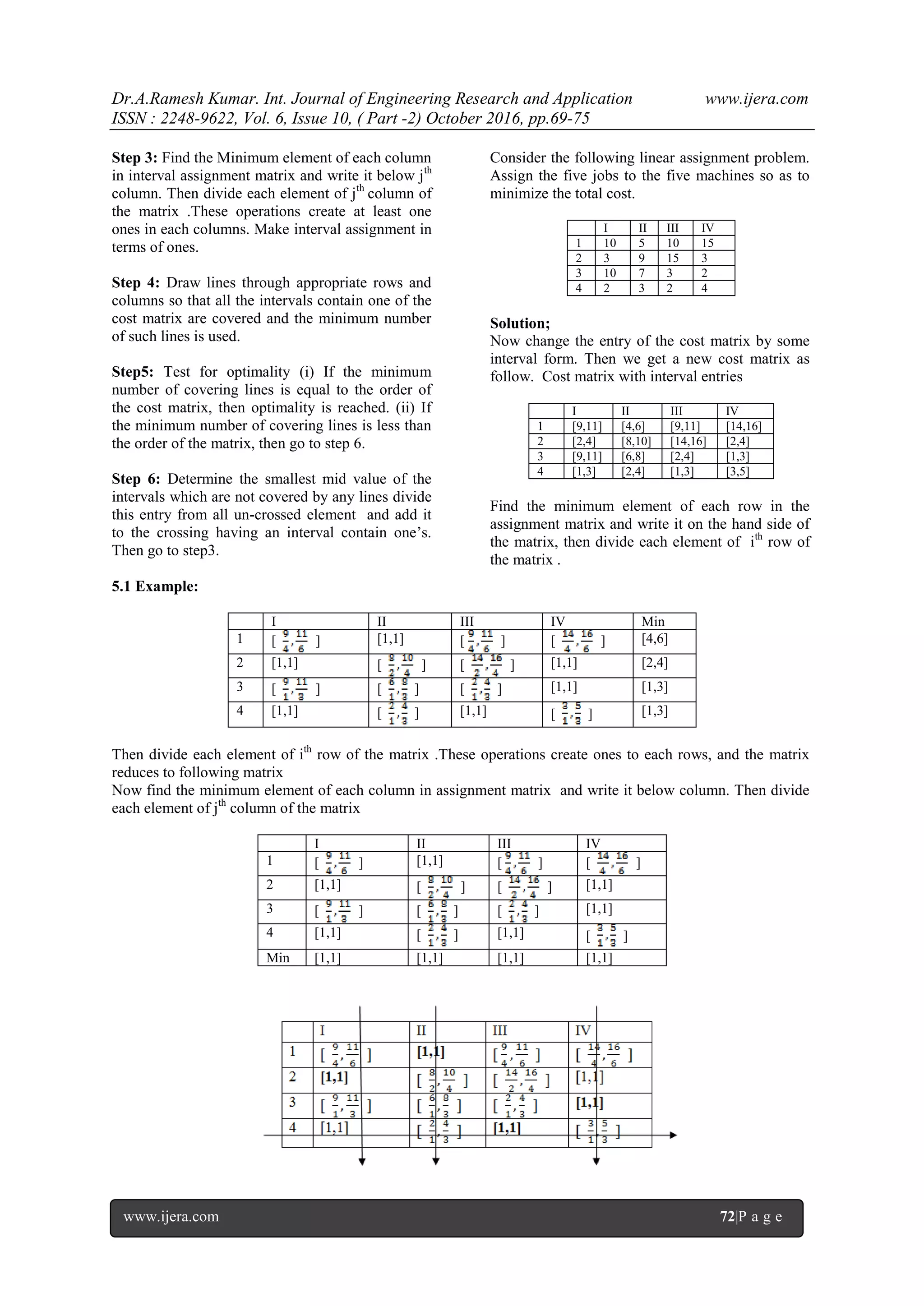 Solving One S Interval Linear Assignment Problem Pdf