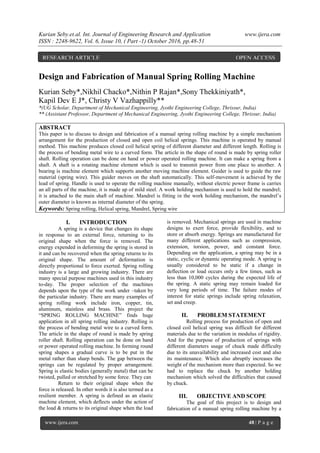 Design and Fabrication of Manual Spring Rolling Machine | PDF