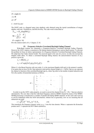 Capacity Enhancement of MIMO-OFDM System in Rayleigh Fading Channel | PDF