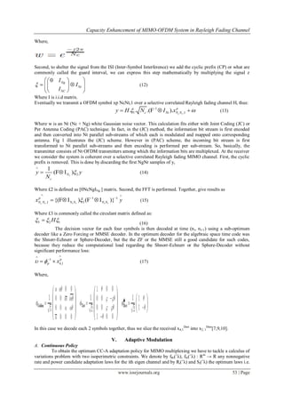 Capacity Enhancement of MIMO-OFDM System in Rayleigh Fading Channel | PDF