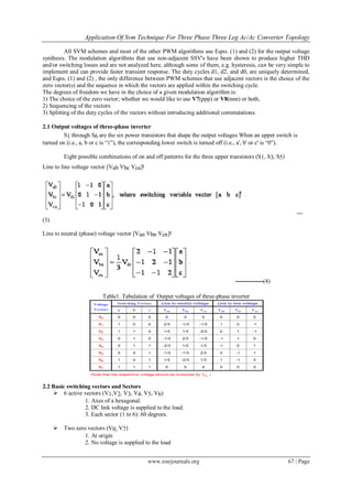 Application of SVM Technique for Three Phase Three Leg Ac/Ac Converter Topology | PDF