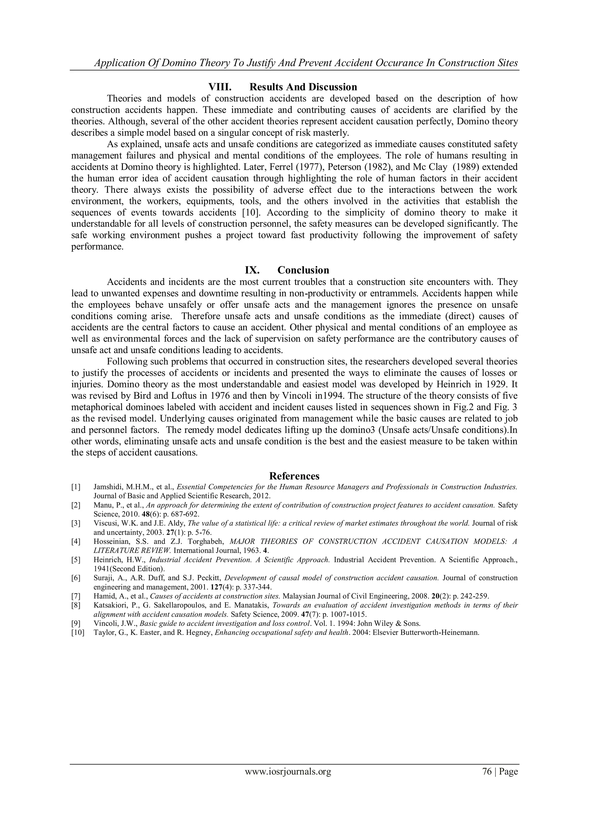 Application of Domino Theory to Justify and Prevent Accident Occurance ...