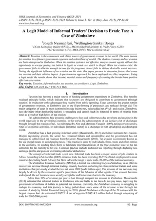 A Logit Model of Informal Traders’ Decision to Evade Tax: A Case of ...
