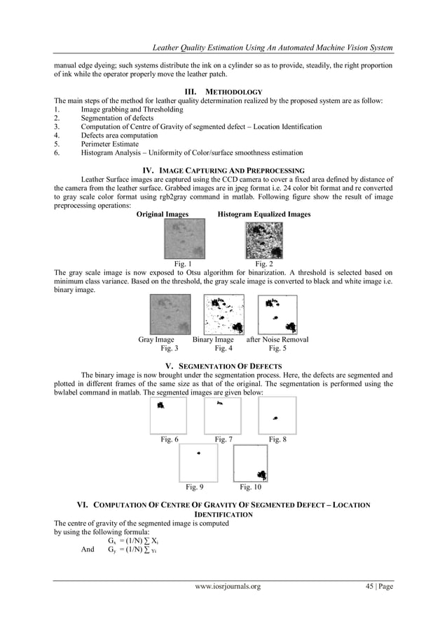 Leather Quality Estimation Using an Automated Machine Vision System | PDF