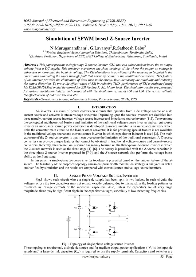 Simulation of SPWM based Z-Source Inverter | PDF