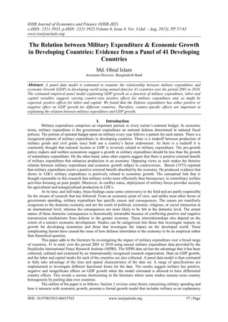 The Relation between Military Expenditure & Economic Growth in ...