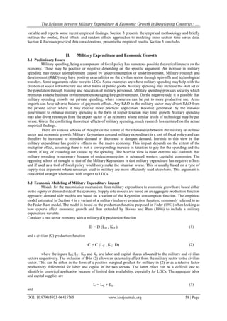 The Relation between Military Expenditure & Economic Growth in Developing Countries: Evidence ...