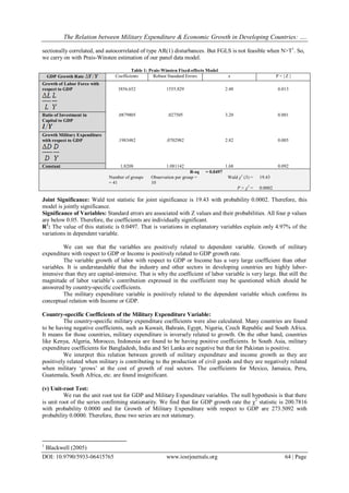 The Relation between Military Expenditure & Economic Growth in ...