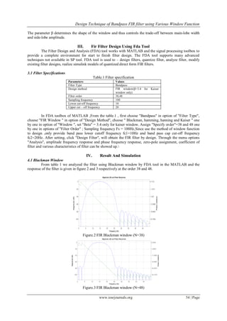 Design Technique of Bandpass FIR filter using Various Window Function | PDF