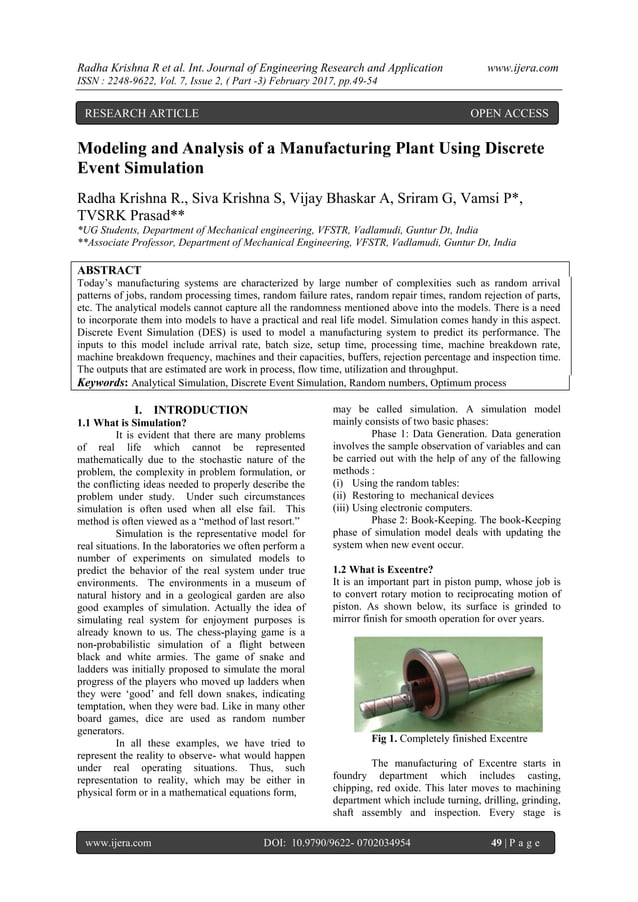 Modeling and Analysis of a Manufacturing Plant Using Discrete Event Simulation | PDF
