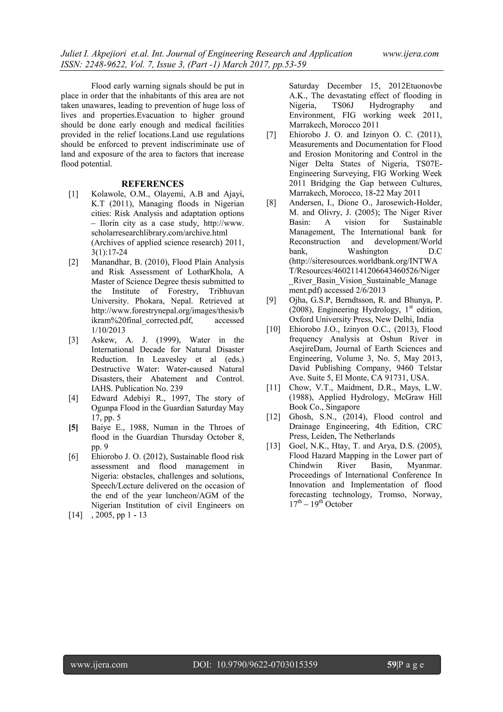 Flood Monitoring and Flood Risk Assessment in Agenebode, Edo State ...
