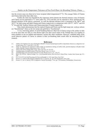Studies on the Temperature Tolerance of Two Fresh Water AirBreathing ...