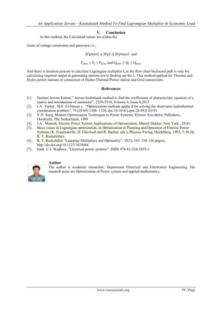 An Application Jeevan – Kushalaiah Method to Find Lagrangian Multiplier ...