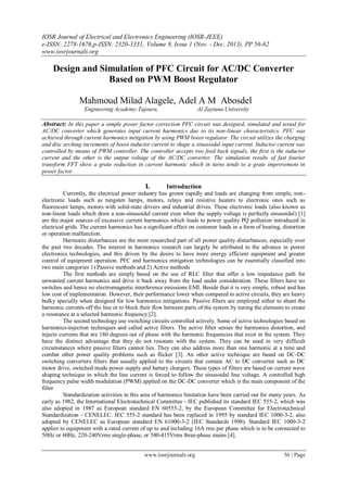 Design and Simulation of PFC Circuit for AC/DC Converter Based on PWM Boost Regulator | PDF