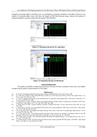 Area-Efficient VLSI Implementation for Parallel Linear-Phase FIR Digital Filters of Odd Length ...