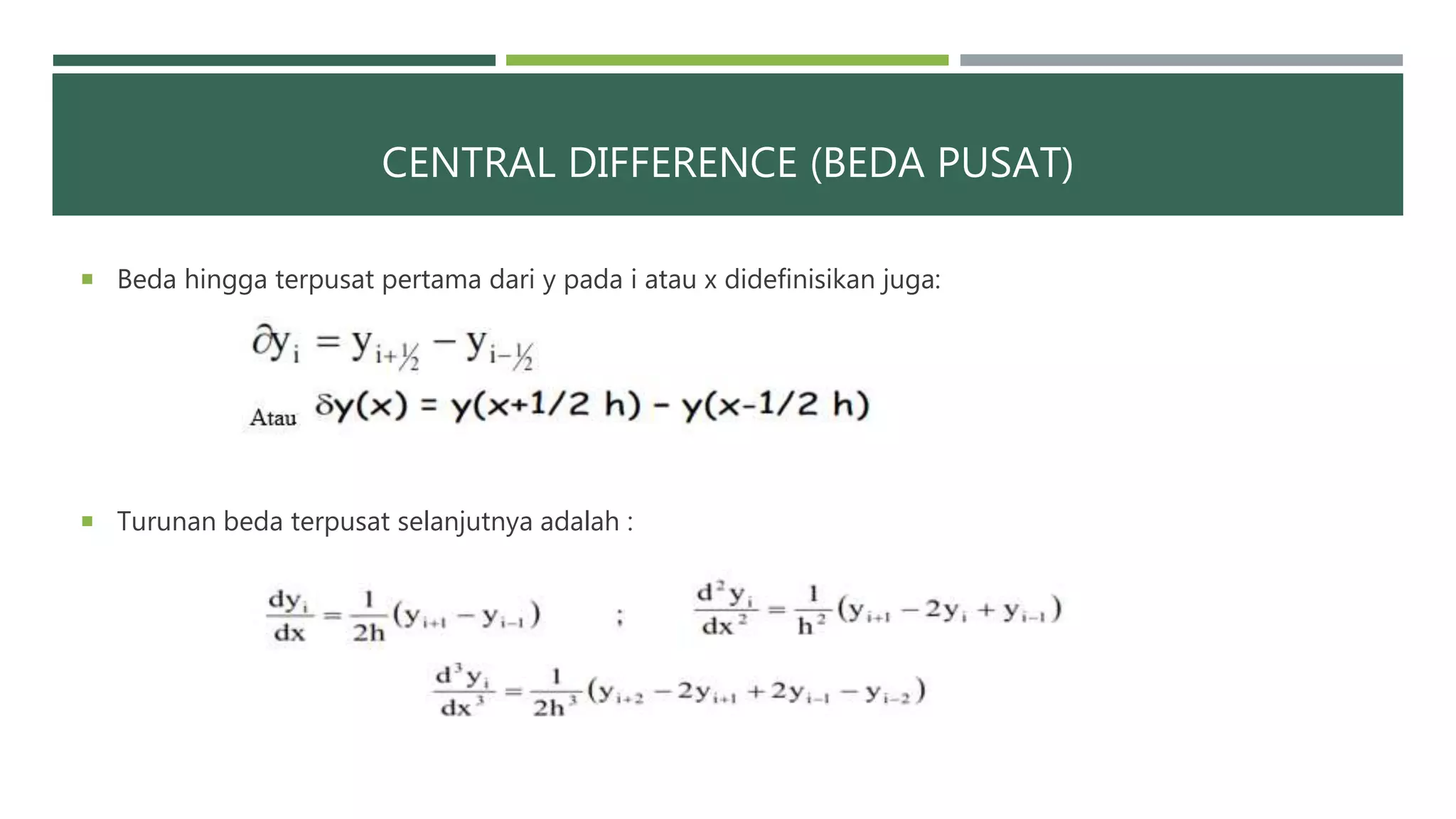 Forward Difference, Backward Difference, dan Central | PPTX