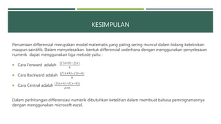 Forward Difference, Backward Difference, dan Central | PPTX