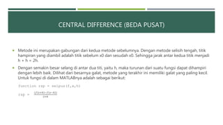 Forward Difference, Backward Difference, dan Central | PPTX