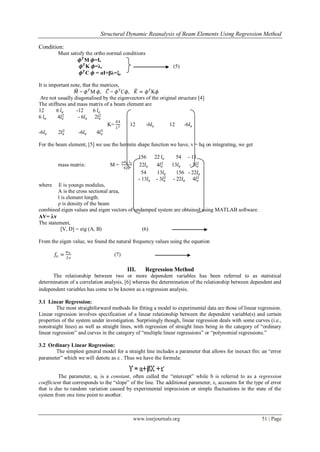 Structural Dynamic Reanalysis of Beam Elements Using Regression Method | PDF