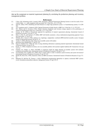 A Simple Case Study of Material Requirement Planning | PDF