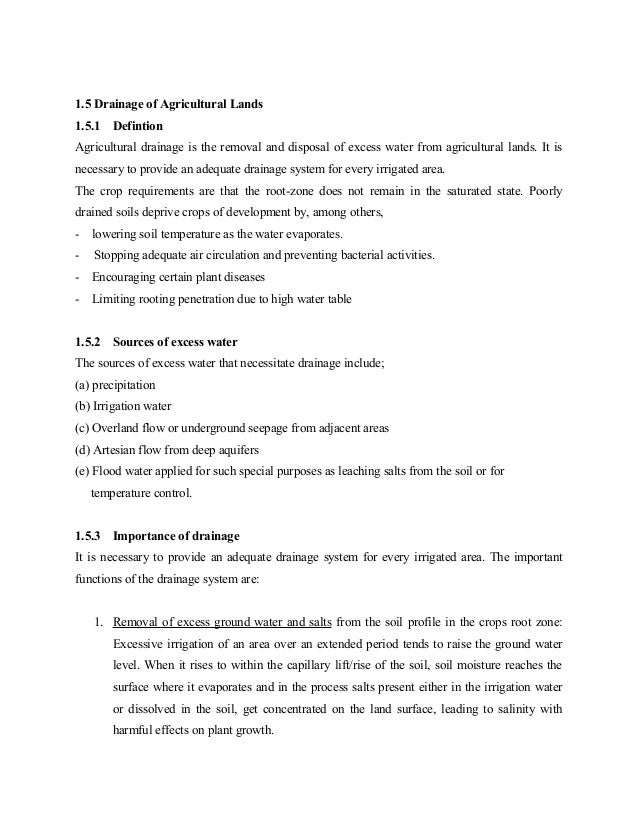 Introduction to irrigation and drainage