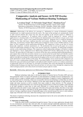 Comparative Analysis and Secure ALM P2P Overlay Multicasting of Various Multicast Routing ...