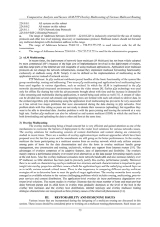 Comparative Analysis and Secure ALM P2P Overlay Multicasting of Various Multicast Routing ...