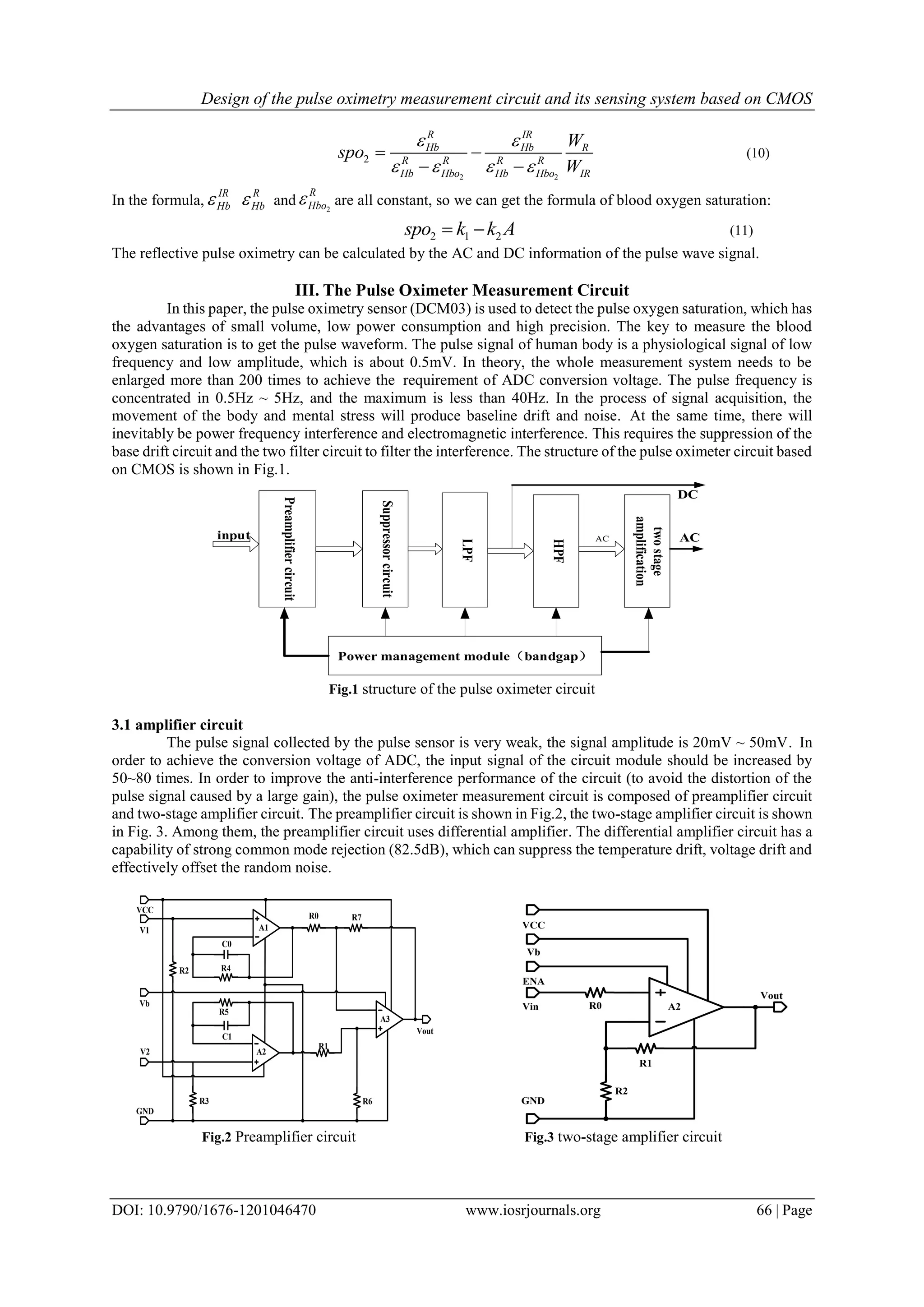 Design of the Pulse Oximetry Measurement Circuit and Its Sensing System ...
