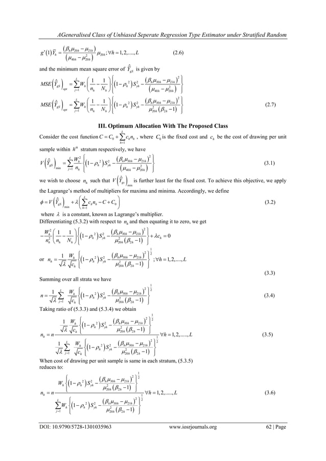 A Generalised Class Of Unbiased Seperate Regression Type Estimator Under Stratified Random 
