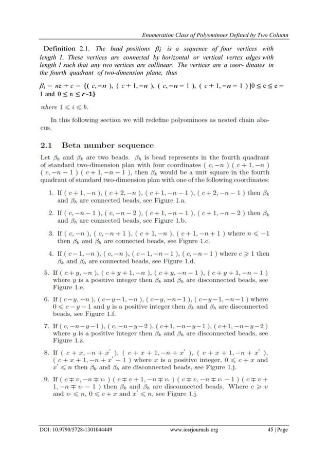 Enumeration Class of Polyominoes Defined by Two Column | PDF