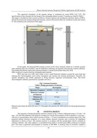 Planar Internal Antenna Design for Cellular Applications & SAR Analysis | PDF