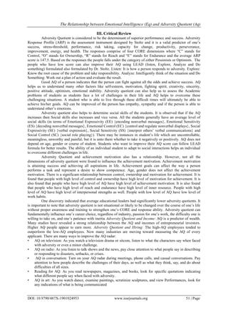 The Relationship between Emotional Intelligence (EQ) and Adversity ...