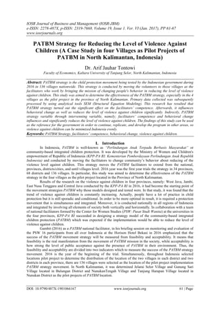 PATBM Strategy for Reducing the Level of Violence Against Children (A ...
