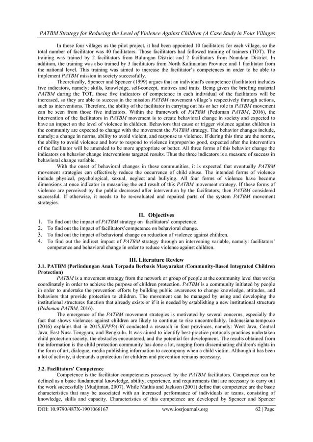 PATBM Strategy for Reducing the Level of Violence Against Children (A ...