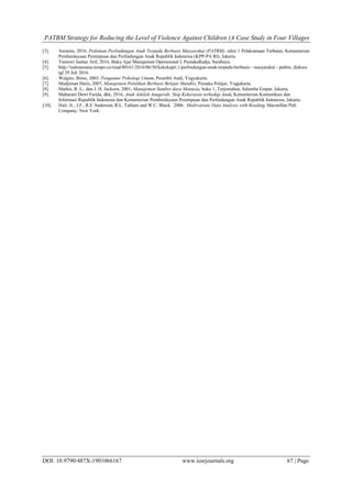 PATBM Strategy for Reducing the Level of Violence Against Children (A ...
