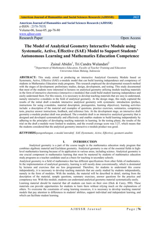 The Model of Analytical Geometry Interactive Module using Systematic ...
