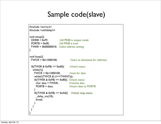 I2C programming with C and Arduino