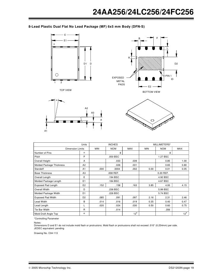 I2 C 24 Fc256 Data Sheet