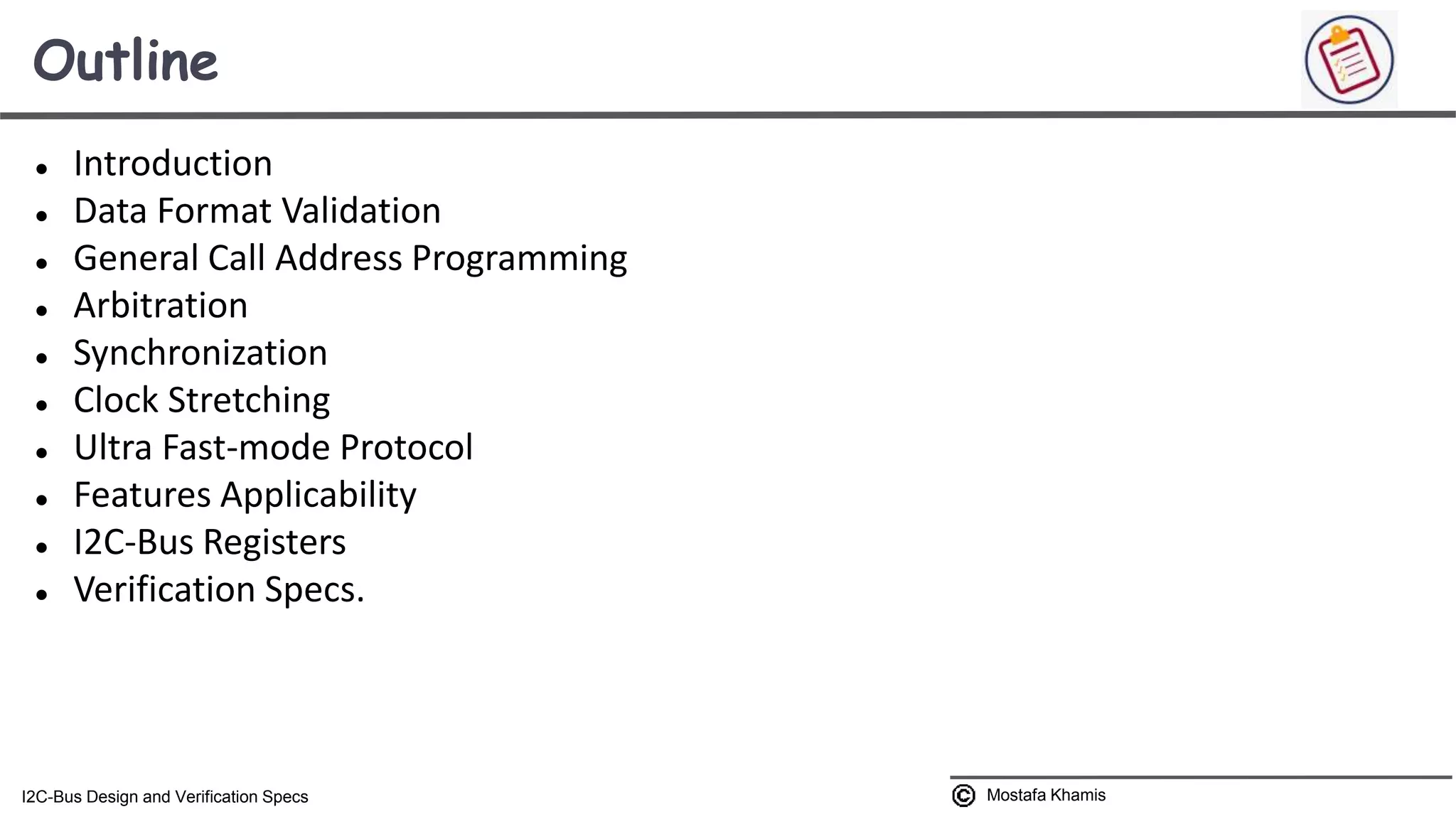 I2C-Bus Design and Verification Specs | PPTX