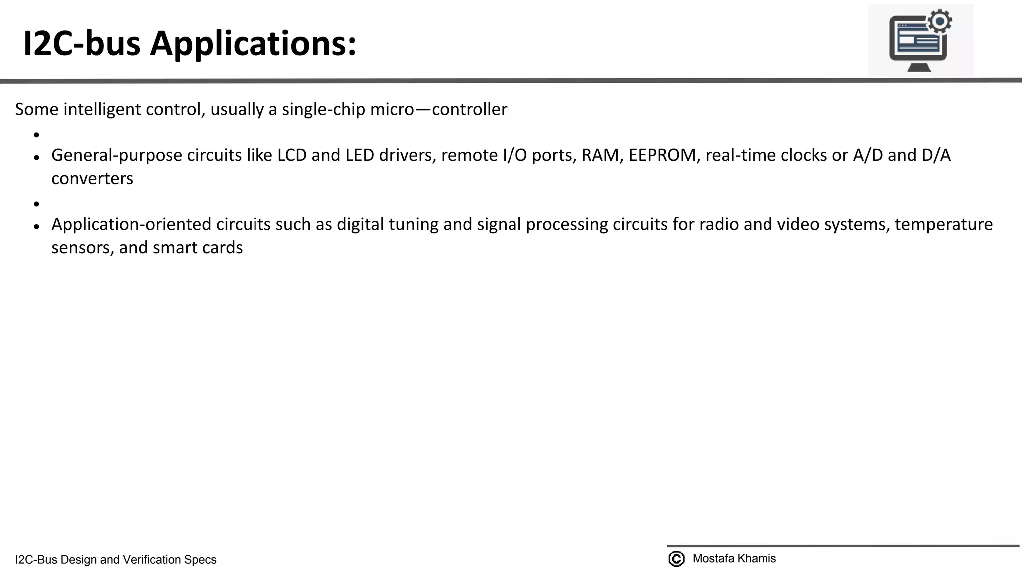 I2C-Bus Design and Verification Specs | PPT