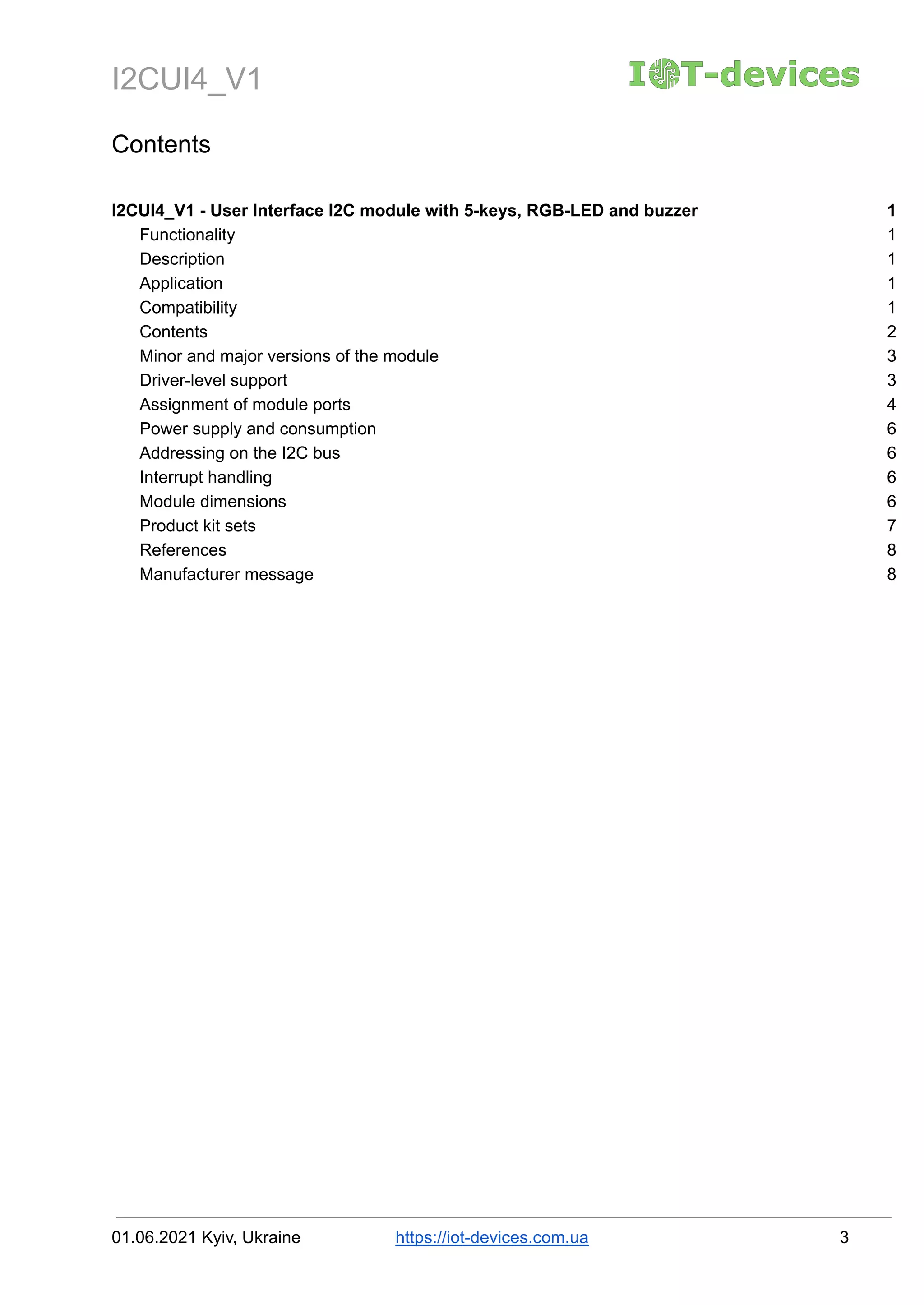 I2CUI4_V1 Datasheet EN – User Interface I2C keypad with 5-keys | PDF