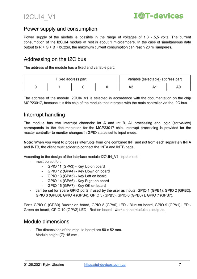 I2CUI4_V1 Datasheet EN – User Interface I2C keypad with 5-keys | PDF