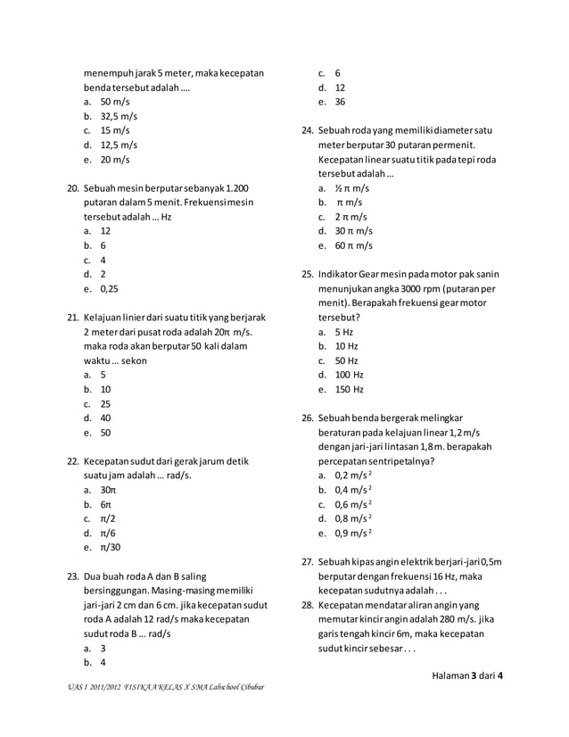 Uas fisika labscib 2011 tipe a | DOCX