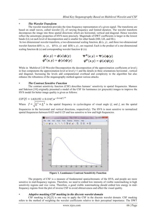 Blind Key Steganography Based on Multilevel Wavelet and CSF | PDF