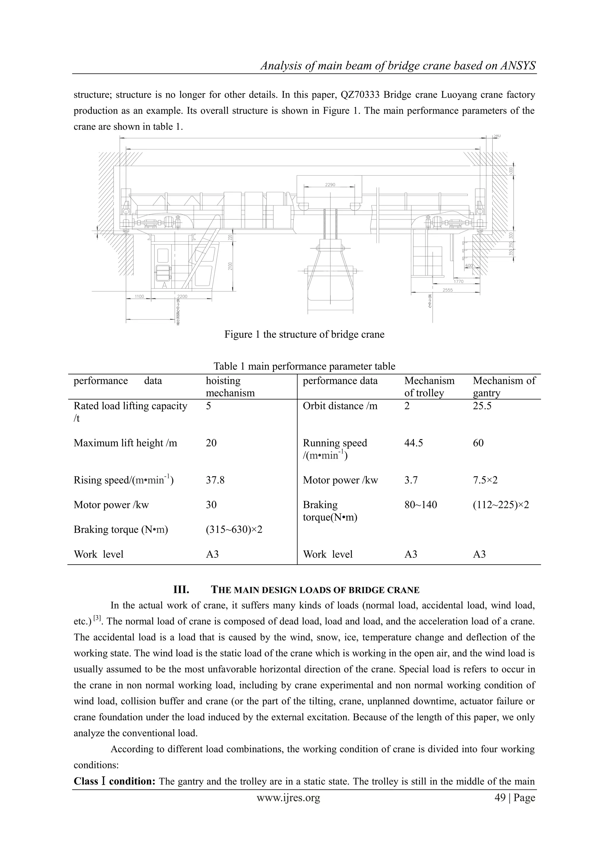 Analysis of main beam of bridge crane based on ANSYS | PDF