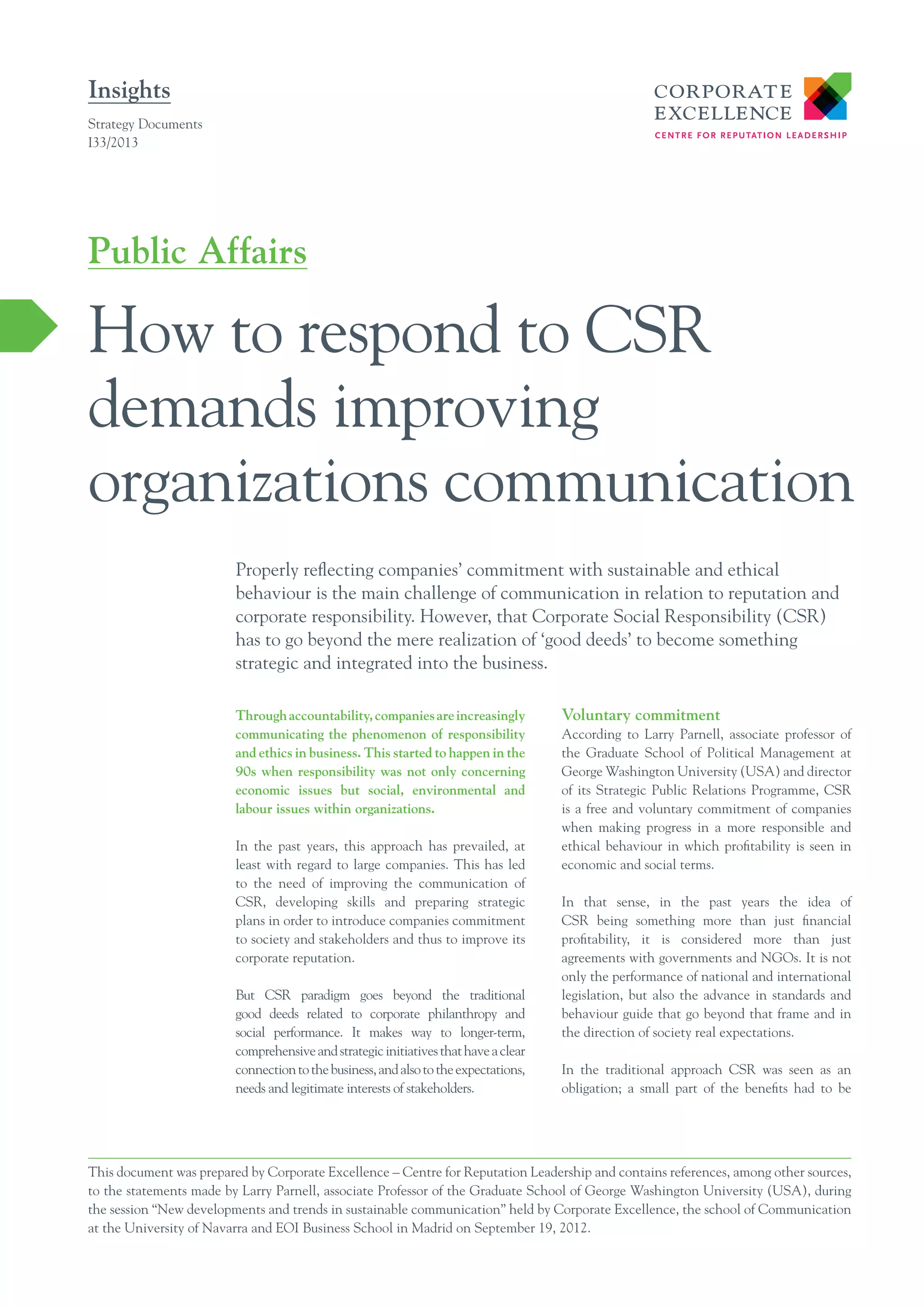 How to respond to CSR demands improving organizations communication | PDF