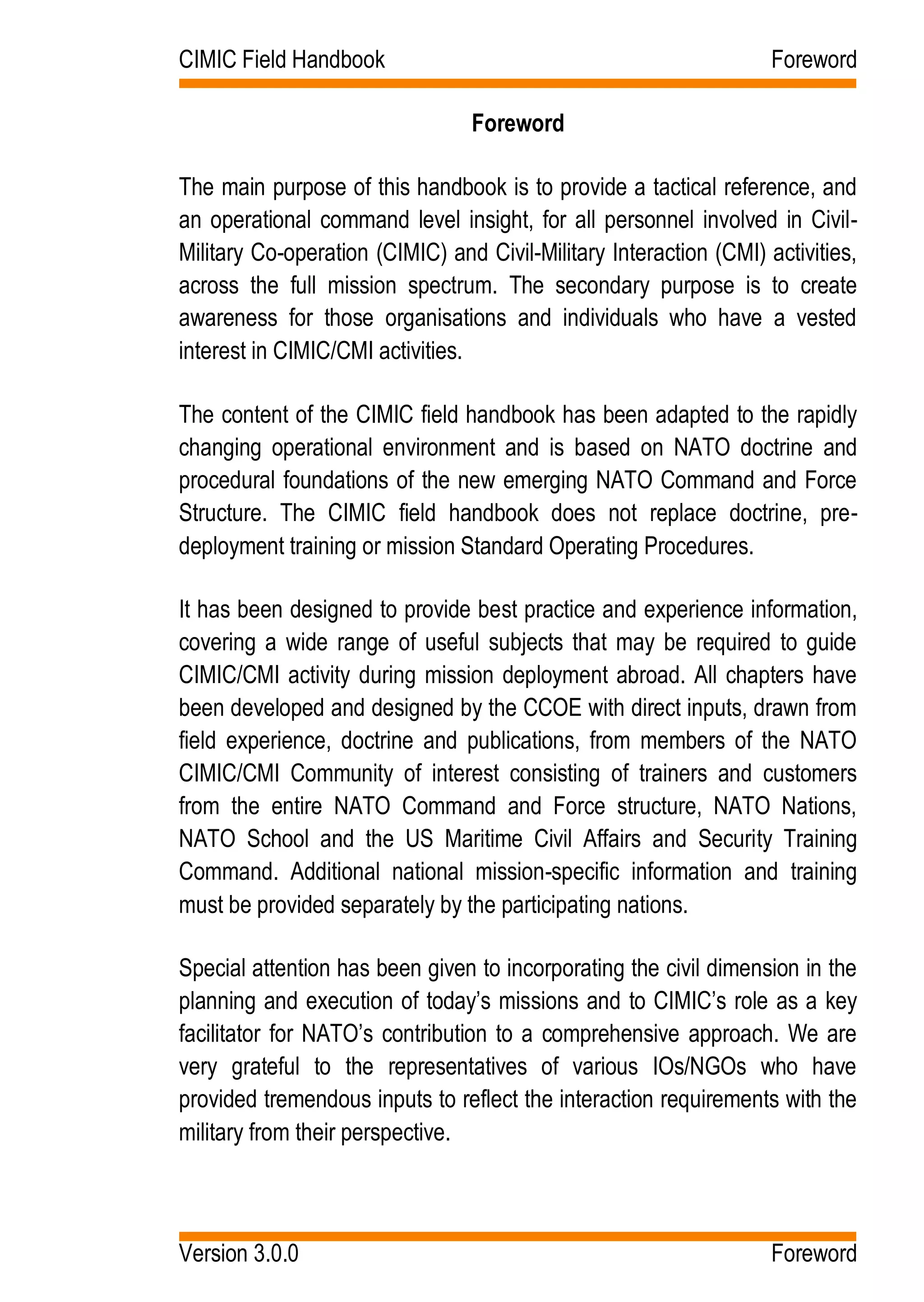Cimic Handbook | PDF